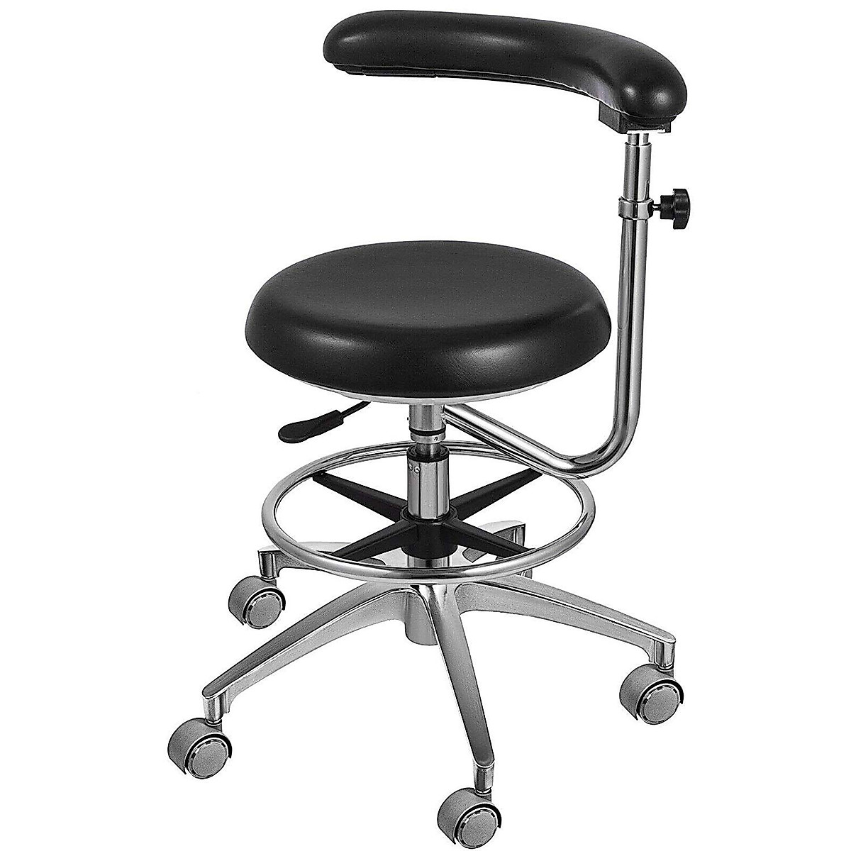 NSKI Dental Stool Medical Assitant Nurse Chair 360° Rotation PU Leather Black US Stock
