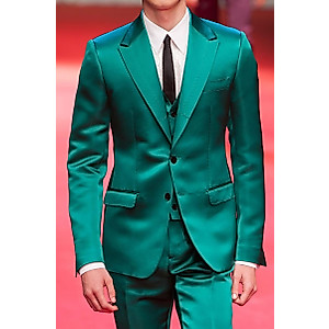 Dusty Rose Satin Men Suit Slim Fit Tuxedo 3 Piece Suit for Men Suits Prom Party Blazer Wedding Suit Men, 3XL