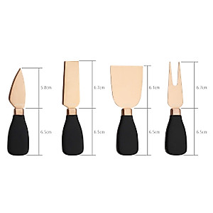 hecef Cheese Knife & Acrylic Stand Set of 5 - Stainless Steel Cheese Slicer with PP Handle & Acrylic Stand