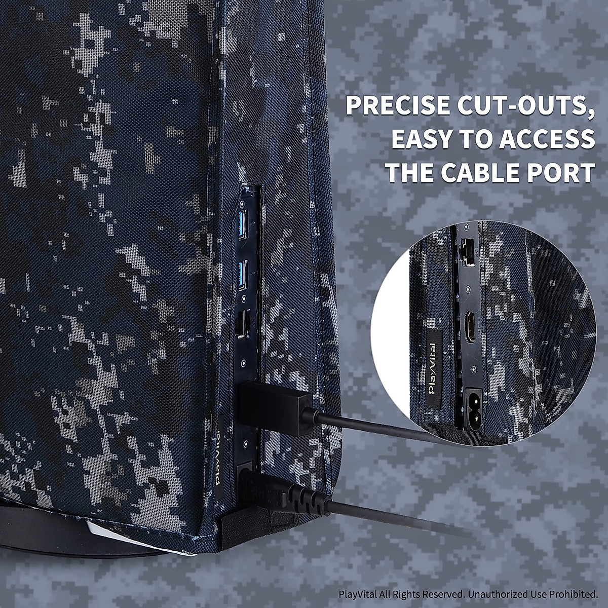 PlayVital Nylon Dust Cover for ps5, Soft Neat Lining Dust Guard for ps5 Console, Anti Scratch Waterproof Cover Sleeve for ps5 Digital Edition & Disc Edition - Urban Digital Camo