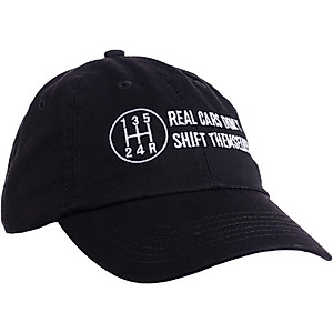 Ann Arbor T-shirt Co. Real Cars Don't Shift Themselves | Funny Auto Racing Mechanic Manual Baseball Cap Dad Hat Black