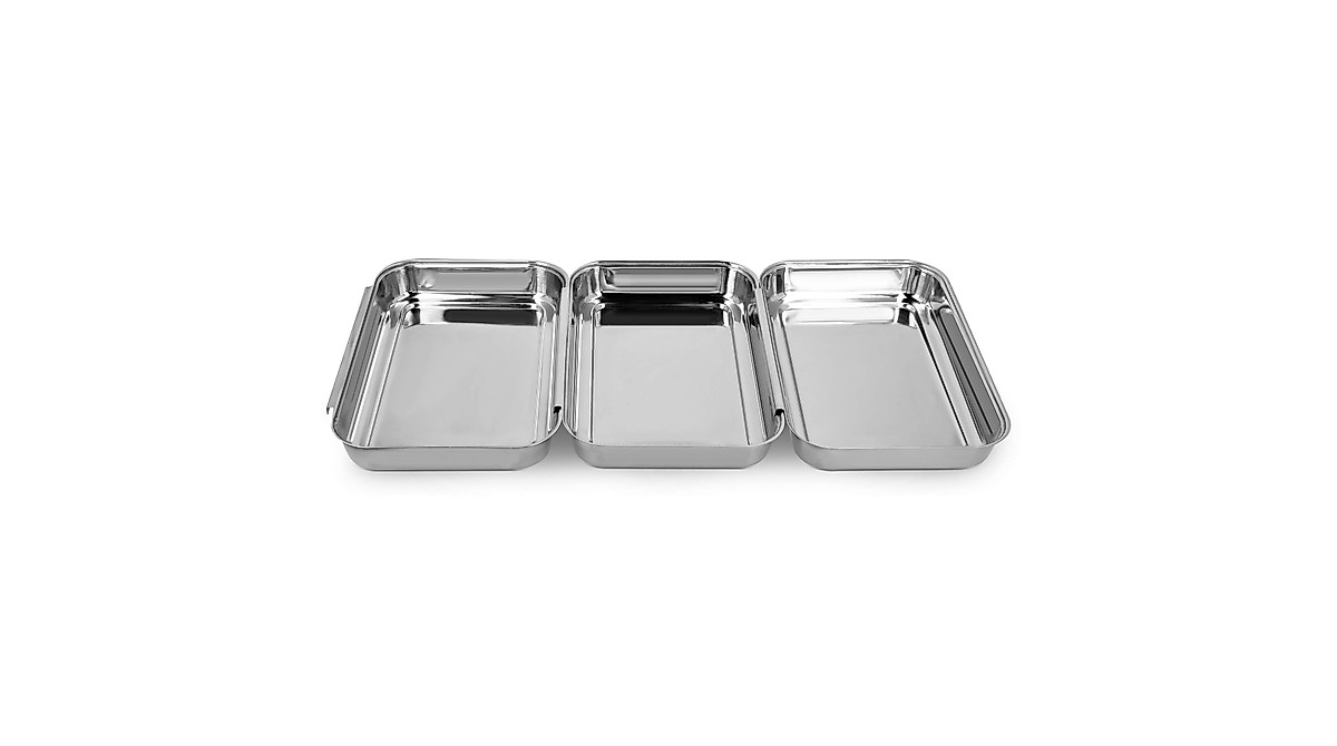 Navaris Breading Trays Set - 3 Stainless Steel Pans for Preparing Bread Crumb Dishes, Panko ...