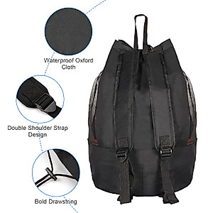 Brynnl Extra Ball Bag ,Large mesh equipment bag black , Soccer Ball Bag with Adjustable Shoulder Strap ,600D Oxford Cloth mesh sports bag for Holding Soccer/Football/Volleyball(Holds 15 Balls)