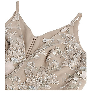 Dress the Population Women's Sidney 3D Floral PLUNGIN Long Illusion Gown Dress, Pink Floral, XL