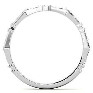 Excellent Round Brilliant Cut 0.13 Carat, Moissanite Diamond Promise Band, Prong Set, Eternity Sterling Silver Band, Valentine's Day Jewelry Gifts, Customized Band (6)