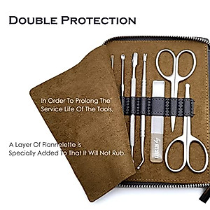 Geeceler Manicure Pedicure Grooming Kit 12 Pcs, Professional Nail Clippers Set with Case, Gift for Men/Dad/Women(Black)