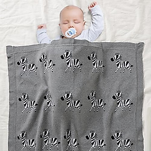 mimixiong 100% Pure Cotton Baby Blankets Soft Nursery Swaddling Blanket for Newborn Baby with Cute Zebra Grey Size 30 x 40 inches