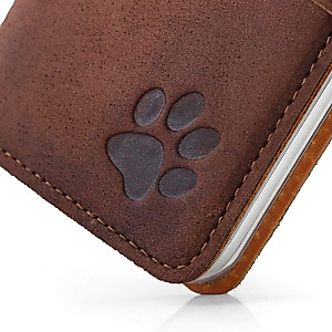 SURAZO Phone Wallet for iPhone SE (2020) case - Premium Genuine Leather Folio Cover with RFID Blocking & Kickstand - Flip case with 3 Card Slot & Paw Motif - Handmade in EU for Apple iPhone SE (2020)