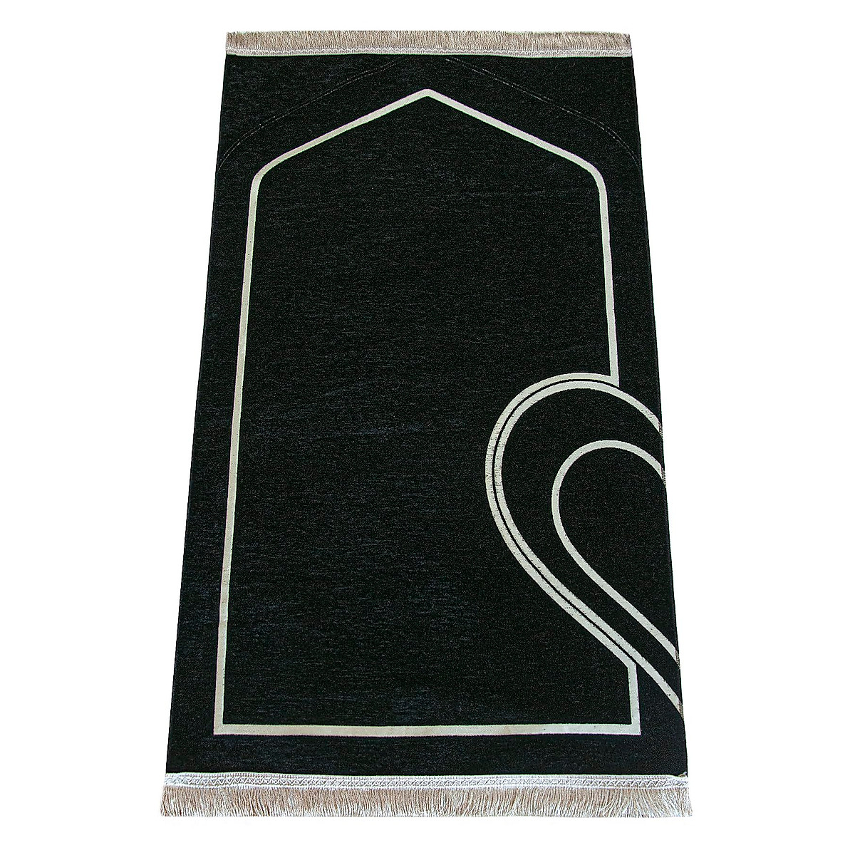 ihvan online, Muslim Prayer Rug for Couples, Praying Mat Set for Women & Men, Heart Patterned, Soft, Prayer Beads, Islamic Gifts for Ramadan Eid Valentines Day, Two Pieces, White-Black