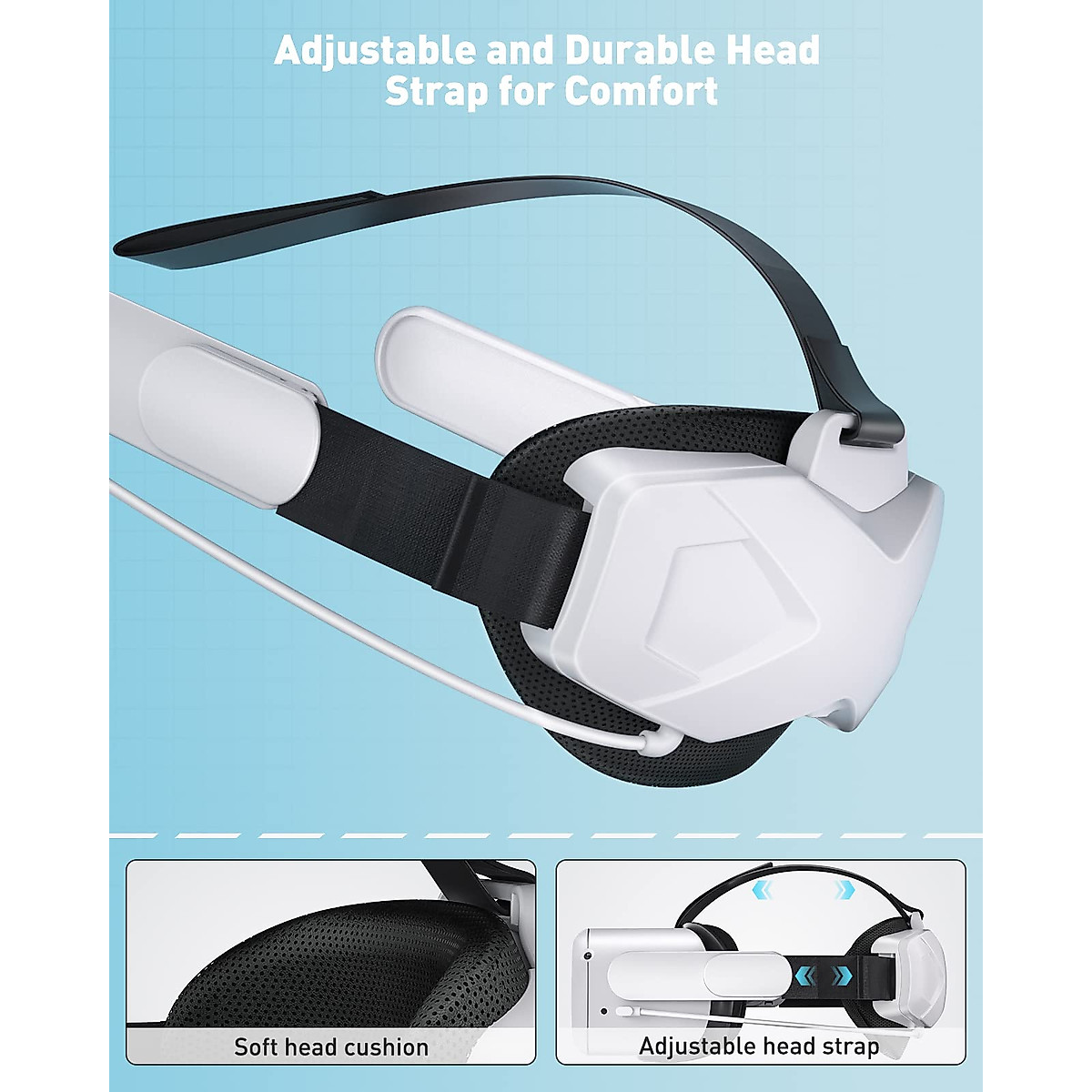 Doohoeek Battery Pack with Head Strap for Oculus Quest 2/1 & Meta Quest 2, 5000mah Rechargeable Battery & Elite Strap for Enhanced Support and Extra Playtime