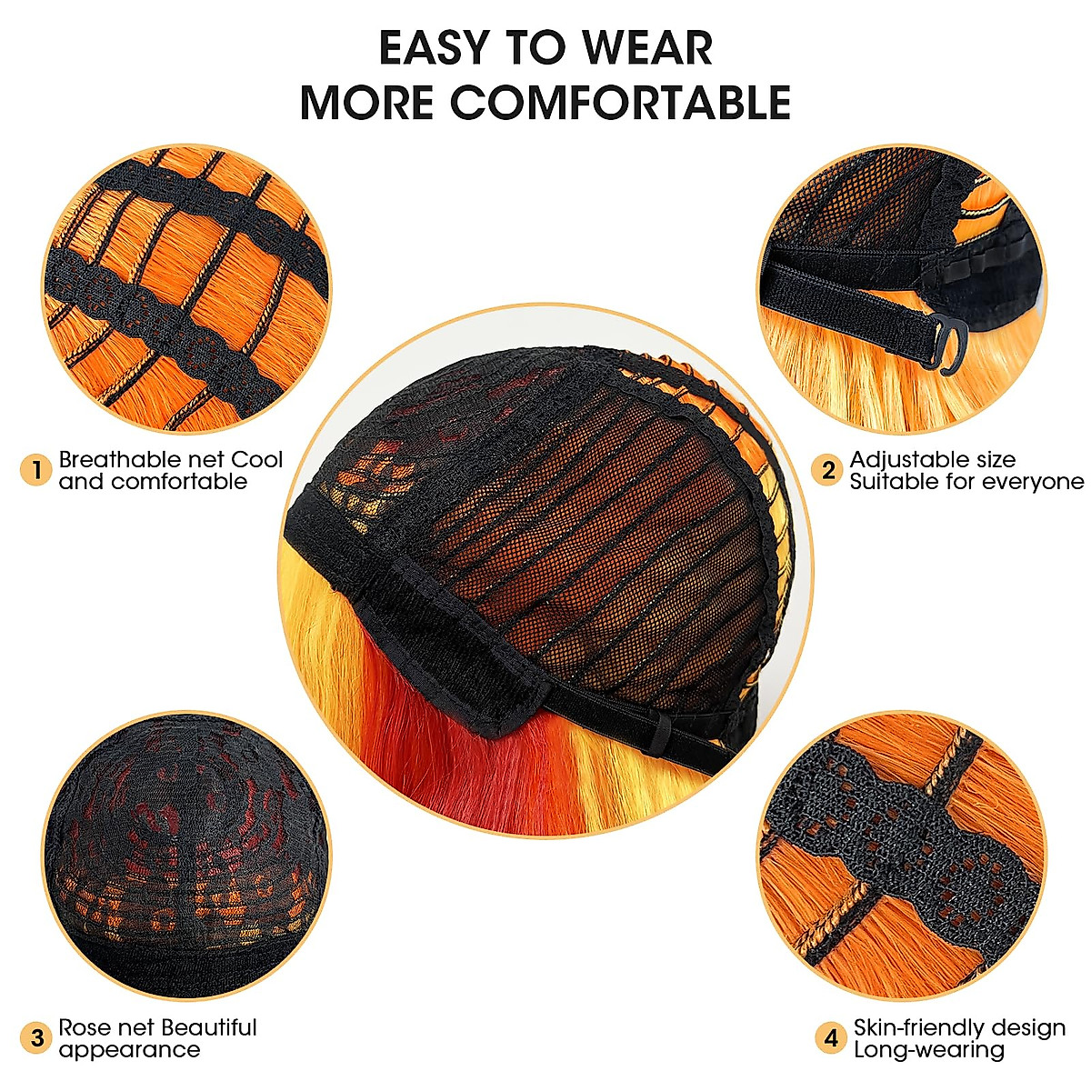 MQ Ombre Wavy Wigs for Women,29.5 Inch Long Curly Wigs,Colorful Wigs,Charming Women's Long Curly Full Hair Wig(Yellow to Orange to Red)