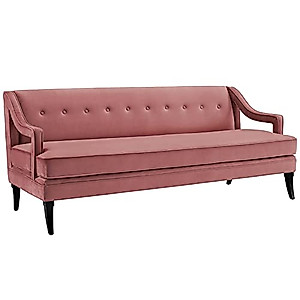 Modway Concur Mid-Century Modern Upholstered Velvet Sofa In Dusty Rose