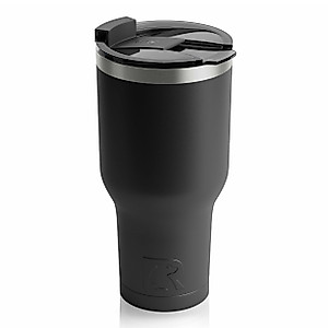 RTIC 40 oz Insulated Tumbler Stainless Steel Coffee Travel Mug with Lid, Spill Proof, Hot Beverage and Cold, Portable Thermal Cup for Car, Camping, Black