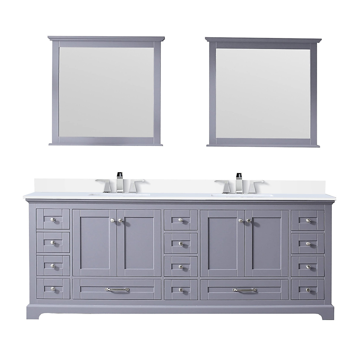 Bell+Modern Tybee 84 in. W x 22 in. D Dark Grey Double Bath Vanity, Cultured Marble Top, Faucet Set and 34 in. Mirrors