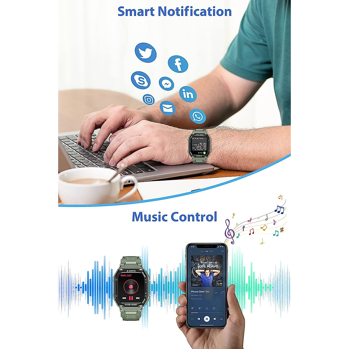 Smart Watch for Women Men Waterproof Fitness Tracker with Blood Pressure and Heart Rate Monitor for iOS Android Phones Digital Activity Tracker with 1.69'' Touch Screen for Running Swimming Green