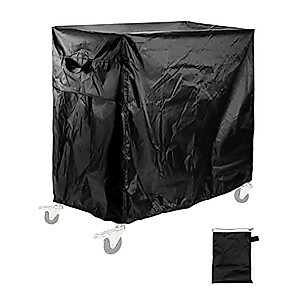 QWORK Rolling Cooler Cart Cover, Waterproof 80 Quart Oxford Patio Ice Chest Protective Covers, 36L x 20W x 34H inch, Fits Most Patio Ice Chest Party Cooler, Outdoor Beverage Cart Cover, Black