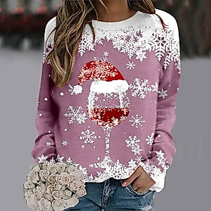 Christmas Sweatshirts for Women Fall Sweater for Women 2023 Merry Christmas Shirts Women Christmas Shirts for Women Cute Cold Shoulder Trendy y2k Outfits Long Sleeve top Floor Length Women’s