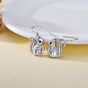 PROESS Frog/Squirrel Earrings Sterling Sliver Frog Jewelry Frog Gift for Women Girl Nickel Free (Squirrel)