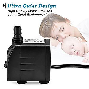 DOMICA 15W 220 GPH Submersible Fountain Pump with LED Light, Ultra Quiet Adjustable Water Pump (800L/H) for Water Feature, Hydroponics, Garden, Pond, Aquariums, Fish Tanks, Indoor Outdoor Fountain