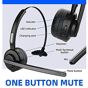 Truck Driver Bluetooth Headset TH10, Noise Canceling Bluetooth Headphone Headset, Headphones with Charging,Truck Driver Wireless,Headset Driver,Truck Driver Bluetooth Wireless, Black