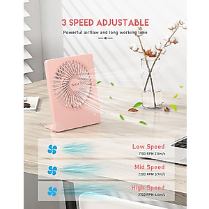 Zuvas Desk Fan Battery Operated Fan Rechargeable 180°Tilt Folding Personal Fan Ultra Quiet Small Portable Fan 3 Speed Adjustable Strong Wind USB Fan For Office Bedroom Home Desktop Camping