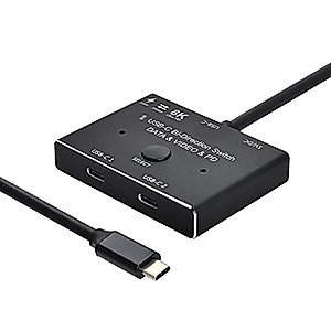 NFHK USB-C Type-C Bi-Direction Switch MST 1 to 2 Hub Support Video Data PD 8K@30hz 100W 10Gbps