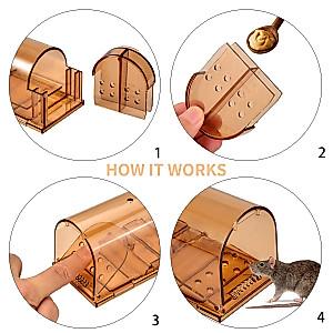 Humane Mouse Traps Indoor for Home - Mouse Trap Easy to Set, Reusable and Effective No Kill Mouse Traps,Catch and Release Mouse Traps,Safe for Family and Pet Indoor/Outdoor-2 Pack,Brown