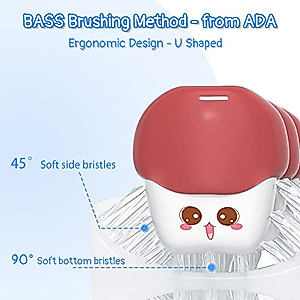 U Shaped Toothbrush - for Kids, Manual Whole Mouth Toddler Toothbrush Age 2-4 5 6 & up, Food Grade Soft Silicone Brush Head, 360° Oral Teeth Cleaning Design, Good for Children's Dental Health, 2 Blue