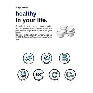 LE TAUCI Small Bowls Dessert Bowls Chili Bowls 8 Ounce Bouillon Cups for Dessert Soup Dipping Sauce Coffee Cupping - Set of 6, White