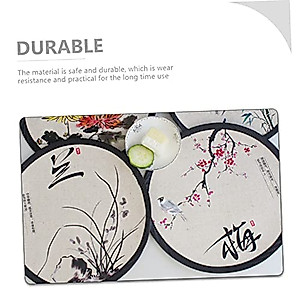 NOLITOY 2pcs Jute Mat Woven Placemats Coasters for Drinks Wedding Decor Desk Mat for Desktop Linen Placemats Dinner Table Mats Coaster for Coffee Cup Cotton and Linen Blend Cotton Cup