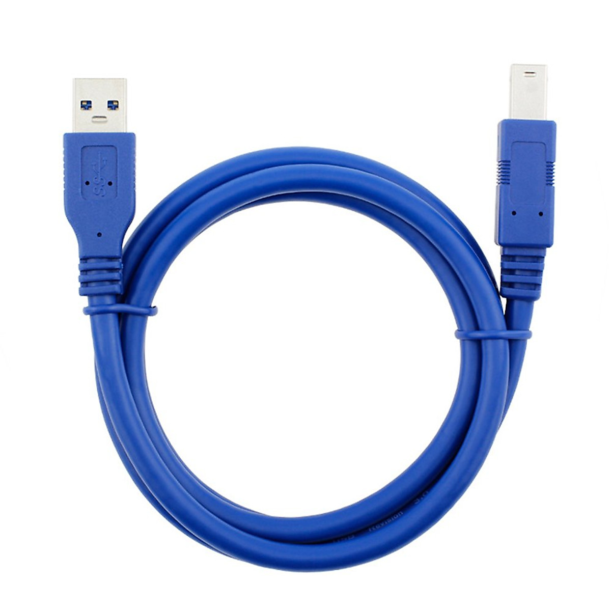Bluwee USB 3.0 Cable - Type A-Male to Type B-Male - 2 Feet (0.6 Meters) - Round Blue