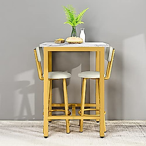 AWQM Table, 3-Piece Set, White & Gold
