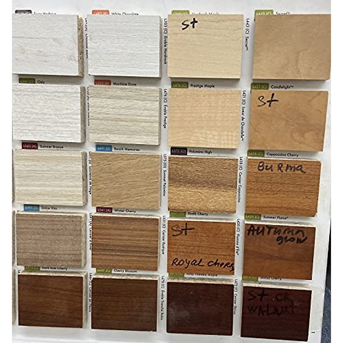 Samples of Melmine Shelves Colors TFKUSA made, Choose singles or Book.