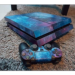 Ps4 Stickers Full Body Vinyl Skin Decal Cover for Playstation 4 Console Controllers (with 4pcs Led Lightbar Stickers)(PS4 Console (Blue Starry Sky))