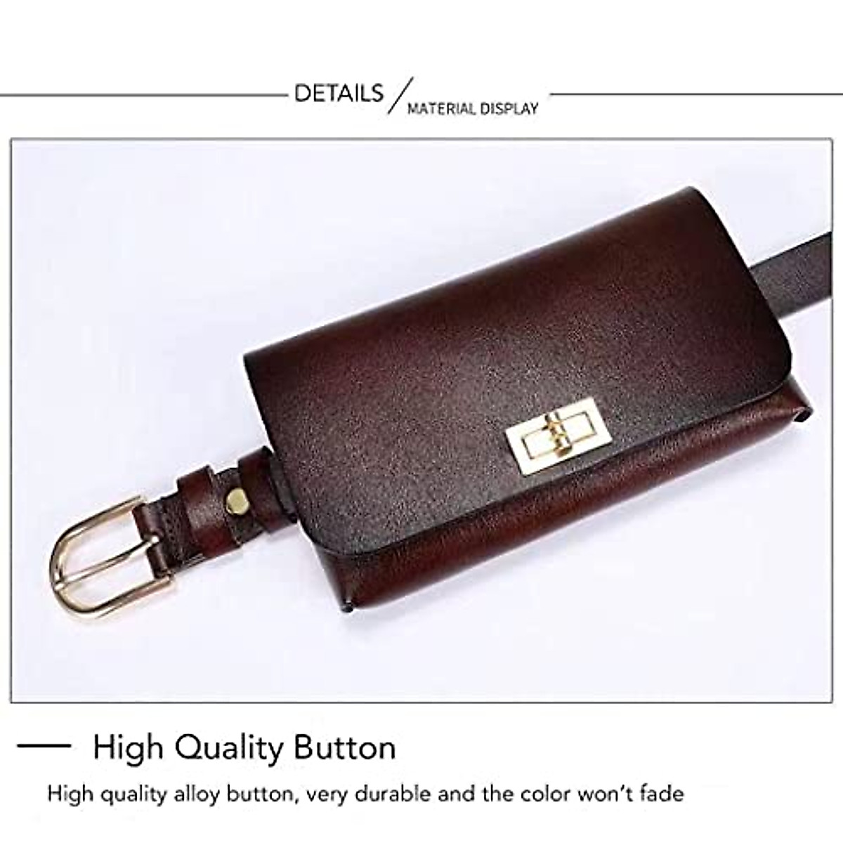 Fashion Belt for Women`s Dress and pants with Removable Mini Waist Bag, Cell Phone Pocket (Coffee), 43 inch