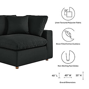 Modway Commix Modular Sofa, U Shaped Reclining Sectional, Black Fabric