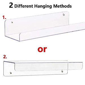 Sooyee 6 Pack 15 Inch Acrylic Storage Wall Shelf 1.73" Wide & 5" Wide