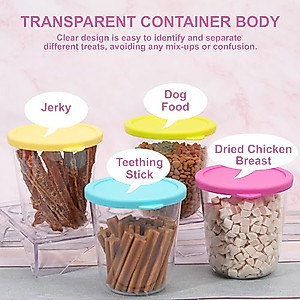 LUVCOSY 4 Pack Dog Treat Container with Silicone Lids, 32 OZ Dog Food Storage Container, BPA-Free Pet Treats Storage Organizer for Dog and Cat, Airtight Treats Canister for Dog Cookie, Pet Snacks