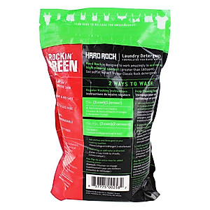 Rockin' Green Hard Rock Laundry Detergent for Hard Water (90 Loads), Plant based, Natural Laundry Detergent Powder, Biodegradable Odor Fighter, Safe for Sensitive Skin, 45 oz (Smashing Watermelons)