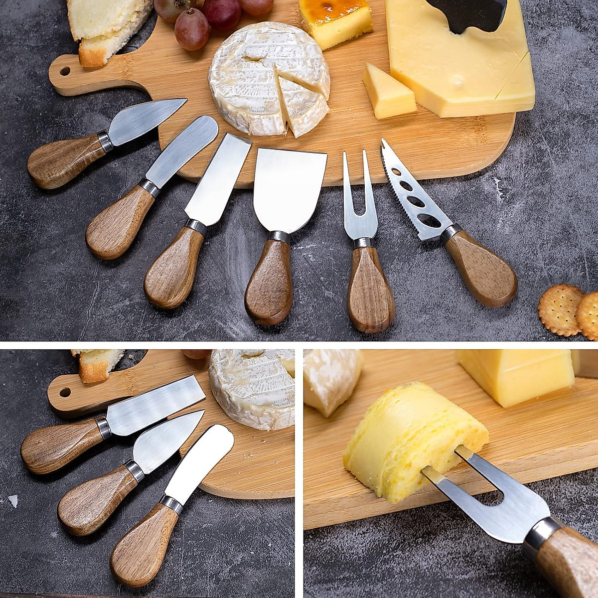 Cheese Knives Set,Stainless Steel Cheese Knife Collection Cheese Slicer Cheese Cutter Cheese Fork,Cheese Spreading Knife Cheese Markers for Charcuterie Boards Accessories Charcuterie Utensils
