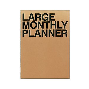 JSTORY Large Monthly Planner Lays Flat Undated Year Round Flexible Cover Goal/Time Organizer Thick Paper Eco Friendly Customizable Stitch Bound A4 16 Months 18 Sheets Kraft 8.46 x 11.61 Inches