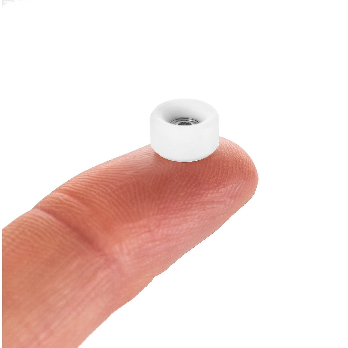 Teak Tuning Apex 61D Urethane Fingerboard Wheels - Slim Bowl Shaped, 7.5mm Diameter - ABEC-9 Stealth Bearings - Made in the USA - "White Snow" Colorway