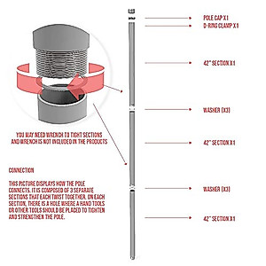 E&K Sunrise Sun Shade Sail Canopy Pole Kit for Garden Patio Backyard Sign Light Pole 126’’ Metal Post Powder Coated Sturdy Durable with Clamp