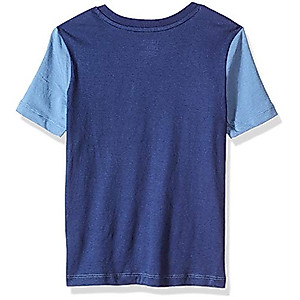 Amazon Essentials Boys' Short-Sleeve V-Neck T-Shirt Tops (Previously Spotted Zebra), Pack of 4, Red/Blue/Black, Medium