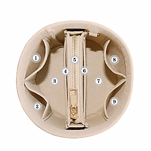 Soyizom Felt Purse Organizer Purse Insert Fits Cannes Cylinder Bag Insert Tote Organizer for Women Purse Liner Purse in Purse,Beige