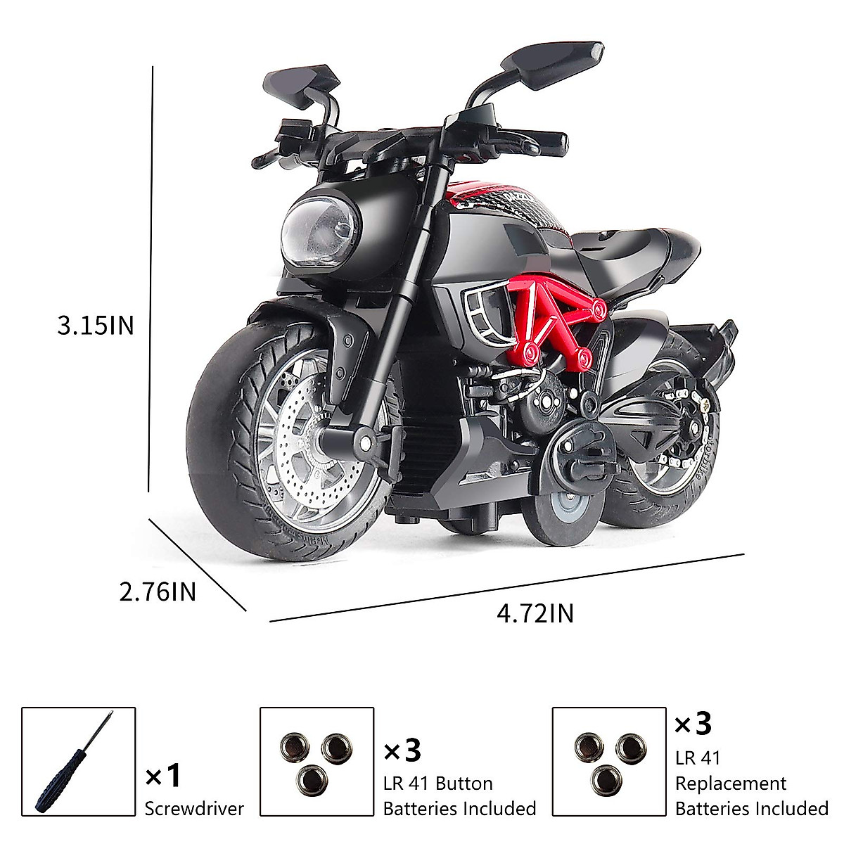 MING YING 66 Toy Motorcycle - Pull Back Toy Cars with Sound and Light Toy,Motorcycle Toy for Kids,Motorcycle Toys for Boys Age 3-9
