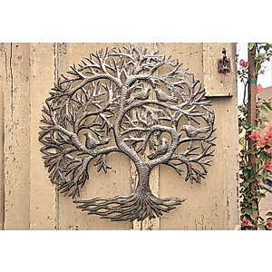 It's Cactus Haitian Tree of Life Wall Decor, Global Art Made in Haiti, Oil Drum Metal Craft with Birds, Decoration for Kitchen or Anywhere in Home, 23 In. x 23 In. (Whispering Tree)
