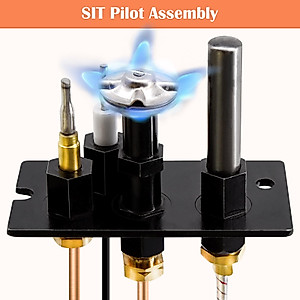 Hiorucet 10002264 Natural Gas 3 Way Pilot Assembly Kits for HHT, Majestic, Monessen, Temco, and Vermont Castings Fireplaces, SRV10002264 Pilot Assembly Replacement Parts with Thermocouple, Thermopile.