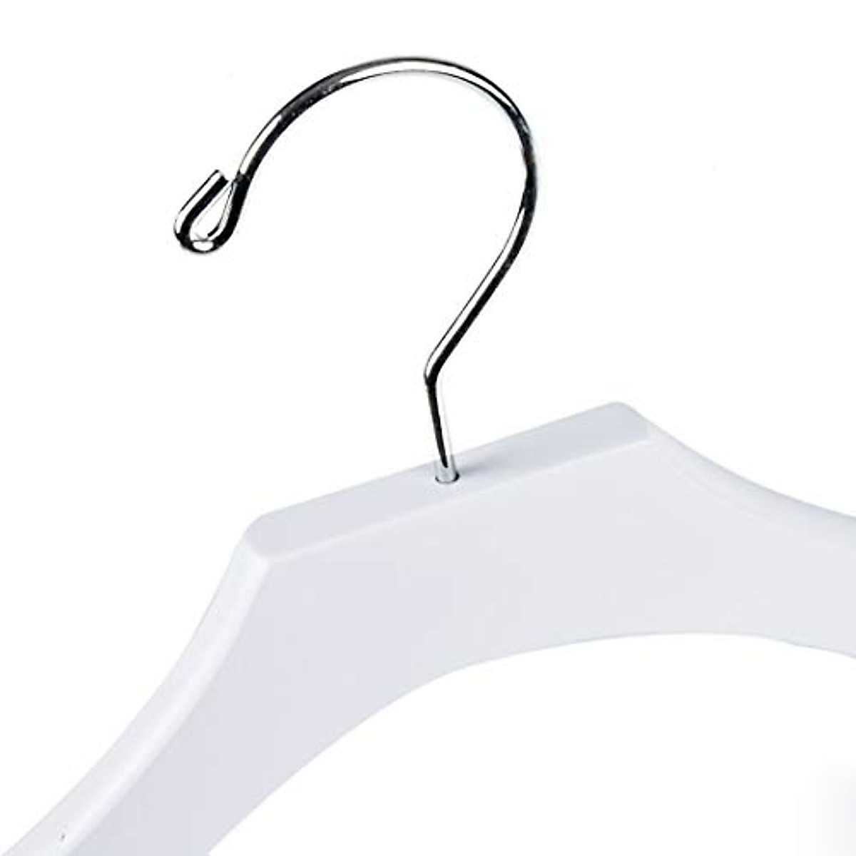 Quality White Wooden Kids Hanger Luxury Design Chrome Swivel Hook (5, 13" inch with Clips)