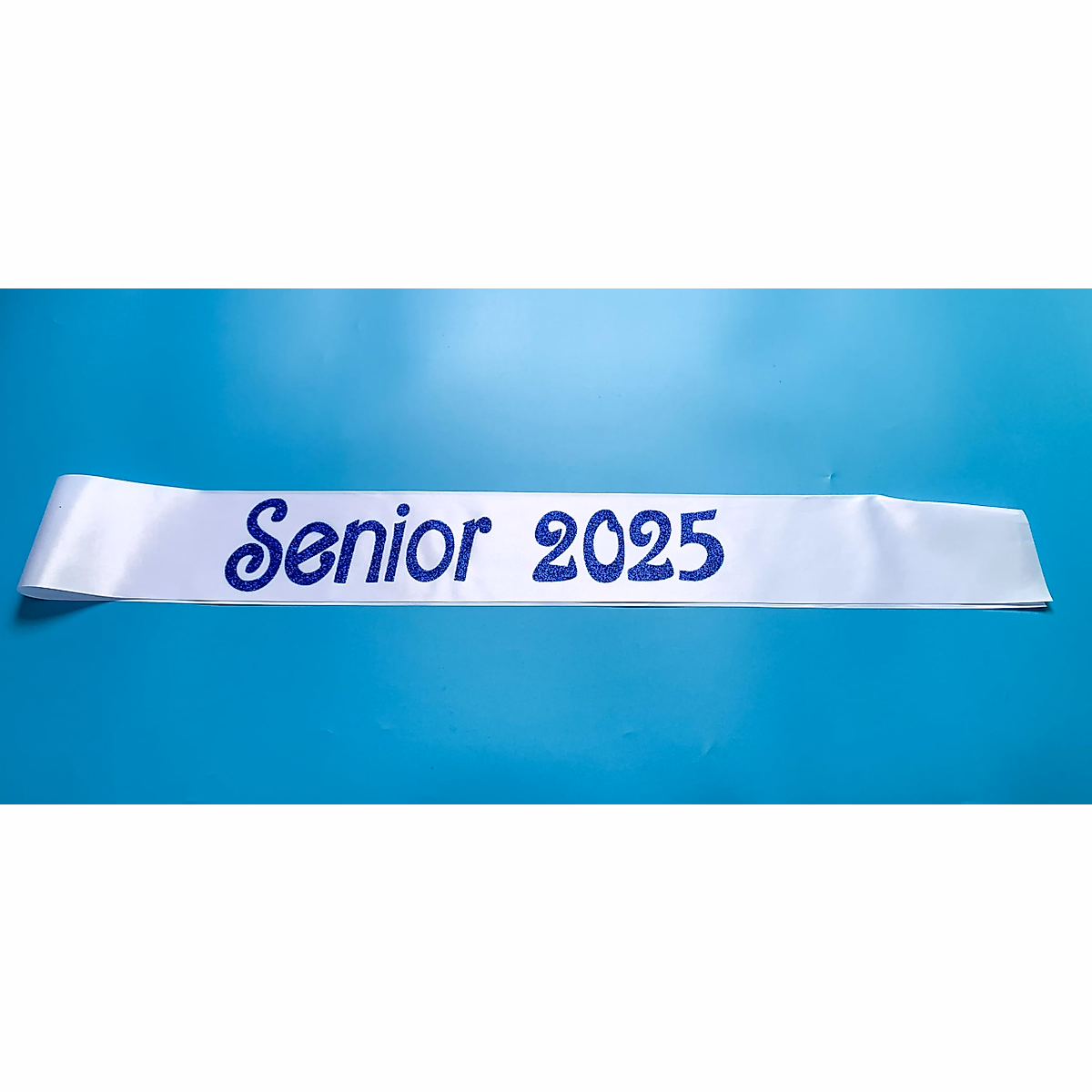 Conggluuo Senior 2025 sash,senior sashes class of 2025 senior sash White sash with Blue Glitter graduation sash for Graduation Party Supplies 8 Pack senior sashes White Blue 8pcs